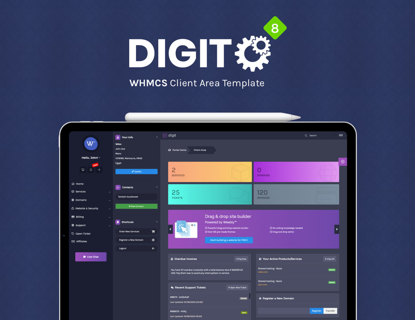 Digit Responsive WHMCS Client Area Template 